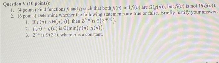 Solved Question V (10 points): 1. (4 points) Find functions | Chegg.com