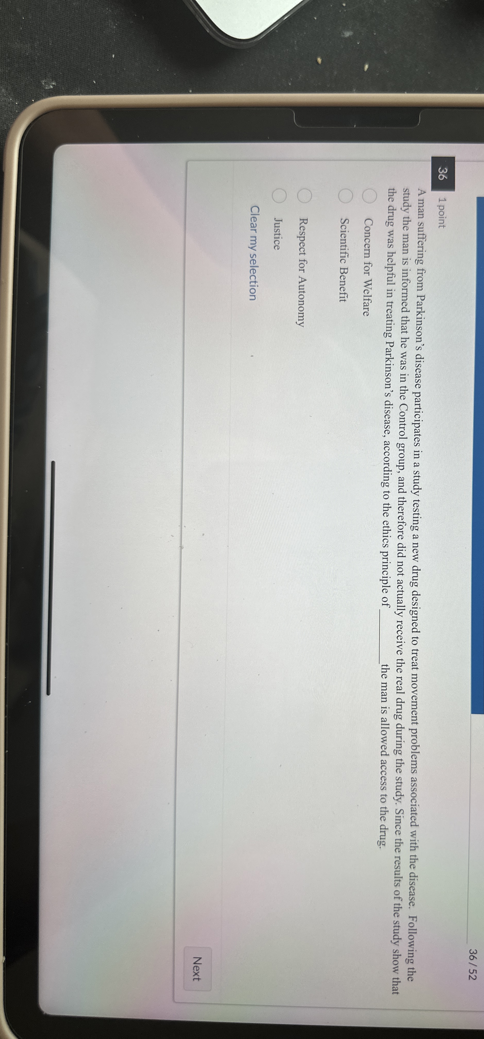 Solved 361 ﻿pointA man suffering from Parkinson's disease | Chegg.com