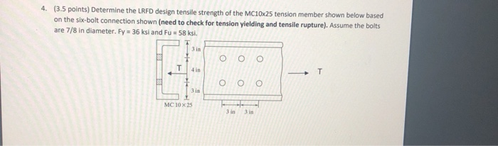 Solved 4. (3.5 points) Determine the LRFD design tensile | Chegg.com
