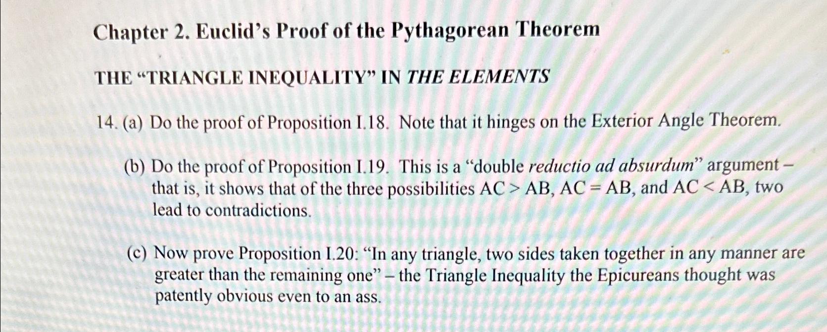 Chapter 2. Euclid's Proof of the Pythagorean | Chegg.com