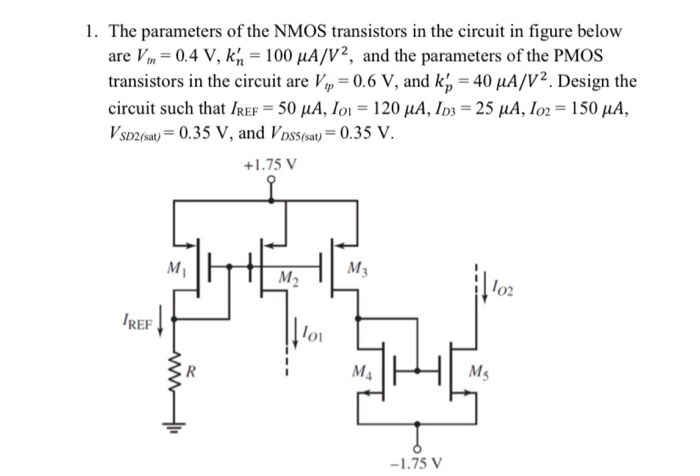 Solved 1. The parameters of the NMOS transistors in the | Chegg.com