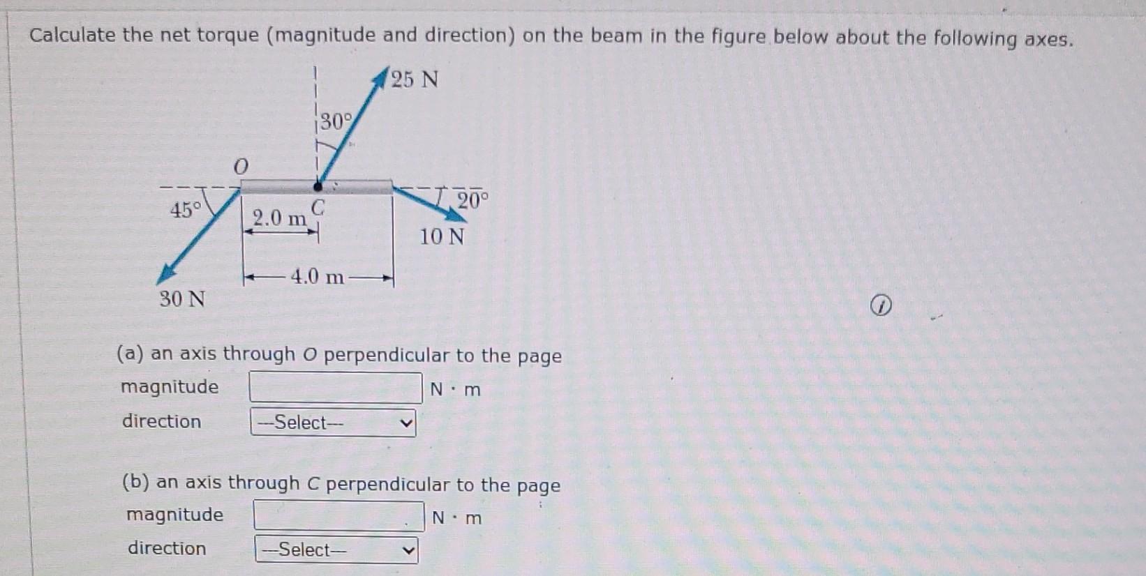 Solved Calculate the net torque (magnitude and direction) on | Chegg.com