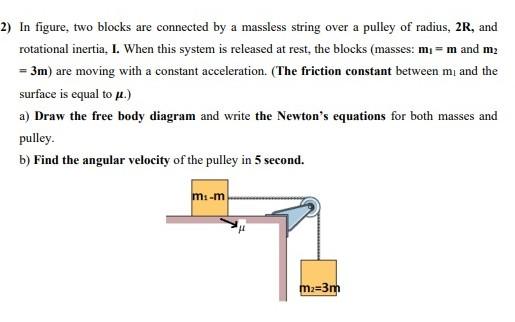 Solved 2) In figure, two blocks are connected by a massless | Chegg.com