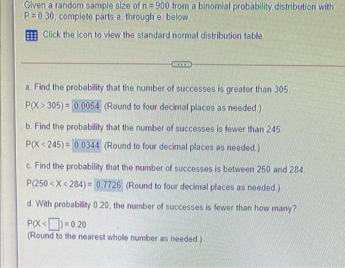 Solved Given a random sample size of n=900 from a binomial | Chegg.com