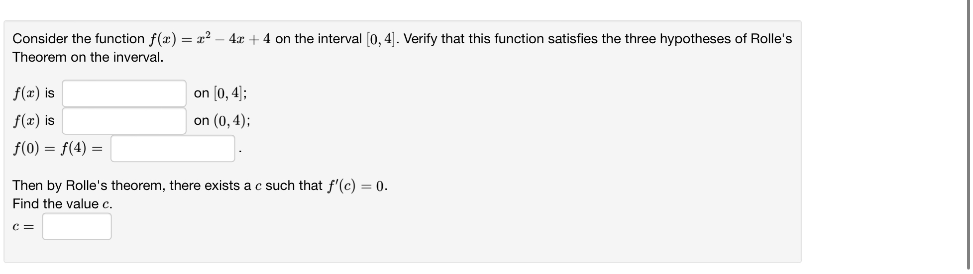 Solved Consider the function f(x)=x2-4x+4 ﻿on the interval | Chegg.com