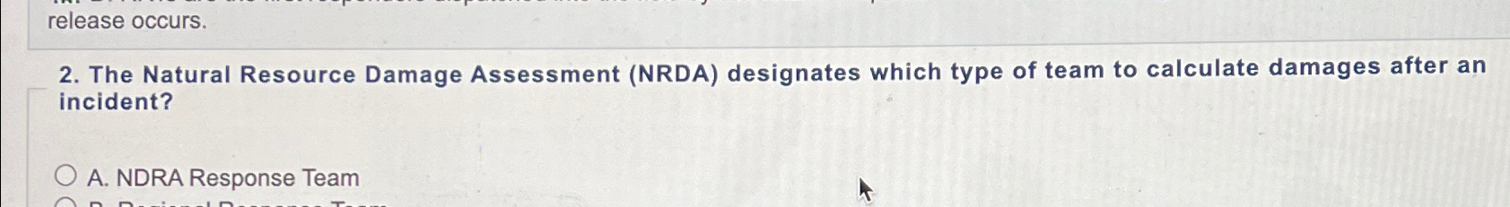 Solved The Natural Resource Damage Assessment (NRDA) | Chegg.com