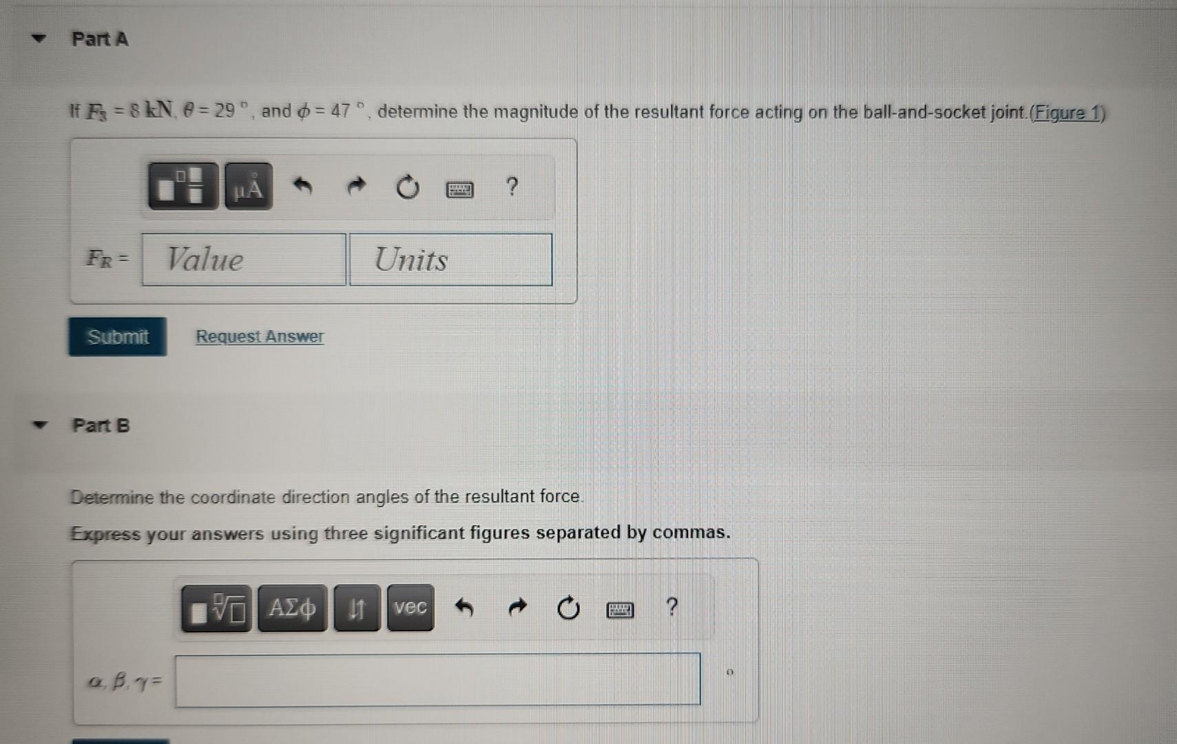 Solved If F3=8kN,θ=29∘, and ϕ=47∘, determine the magnitude | Chegg.com