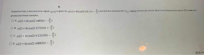 Solved and that the sampling rates.-8000 Samples per second | Chegg.com
