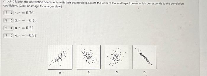 Solved (1 point) Match the correlation coefficients with | Chegg.com