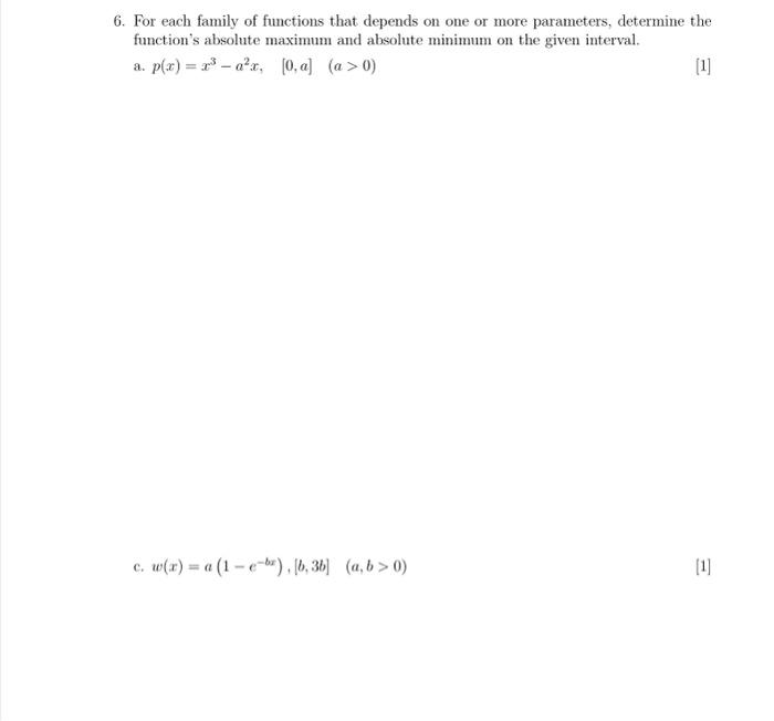 Solved 6. For each family of functions that depends on one | Chegg.com