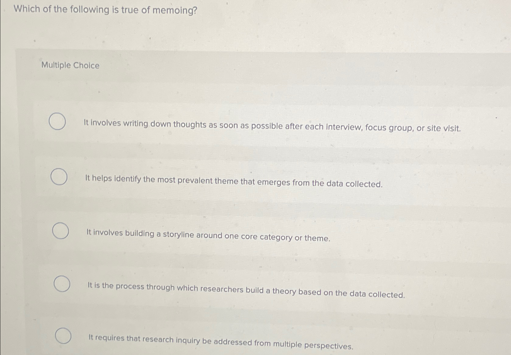 Solved Which of the following is true of memoing?Multiple | Chegg.com