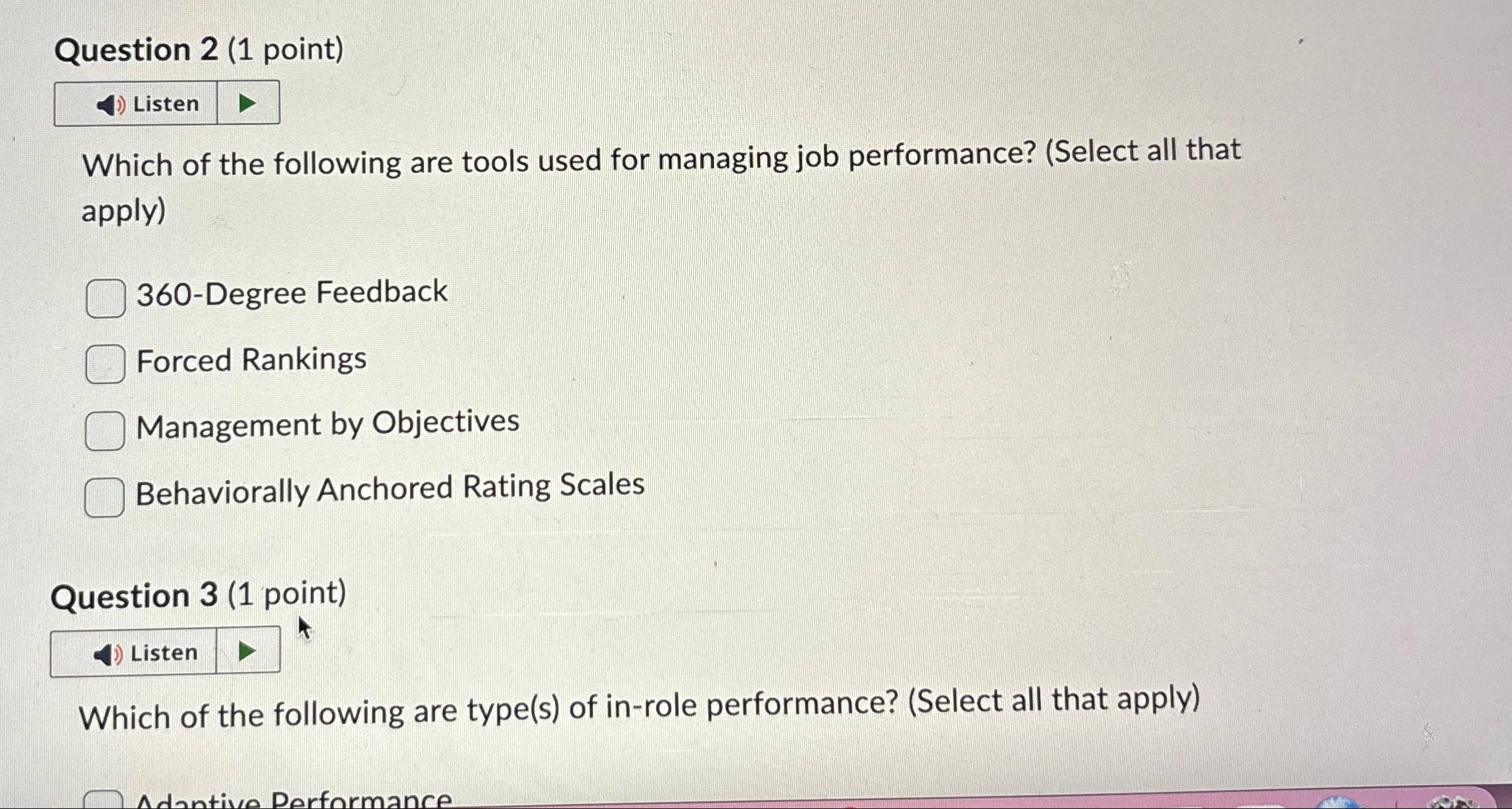 Solved Question 2 (1 ﻿point)ListenWhich of the following are | Chegg.com