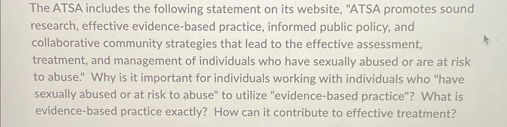 Solved The ATSA includes the following statement on its | Chegg.com