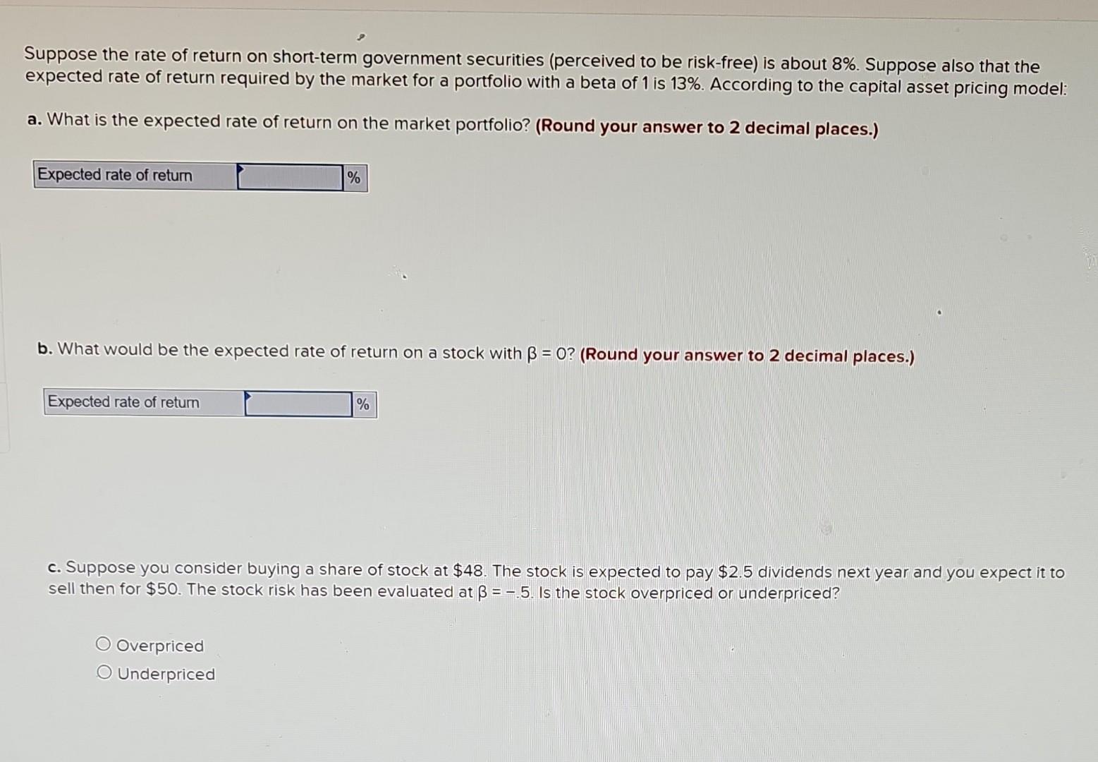 Solved Suppose the rate of return on short-term government | Chegg.com