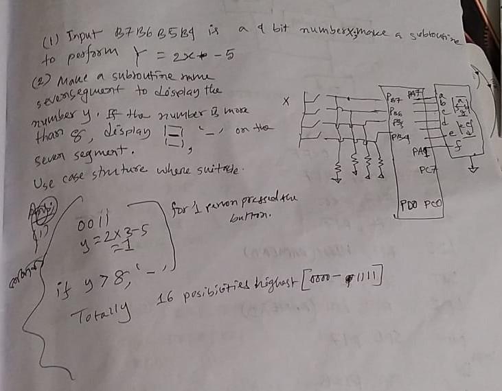 (1) Input B7 B6 B5 B4 is a \& bit numberx.make a | Chegg.com