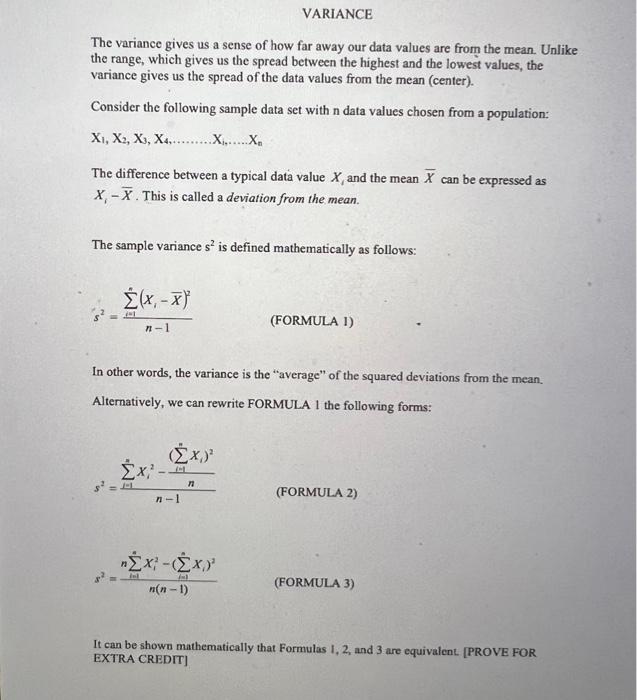Solved question 1 prove variance and standard devation | Chegg.com