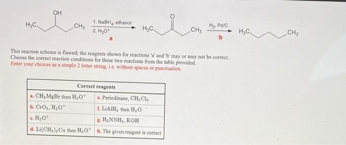 Solved OH H3C , CH3 1. NaBH, ethanol 2. H30* нус. H. PIC CHE | Chegg.com