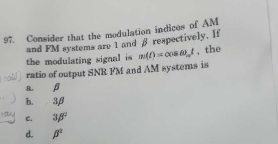 Solved Consider that the modulation indices of AM ﻿and FM | Chegg.com