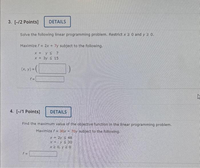 Solved Solve the following linear programming problem, | Chegg.com