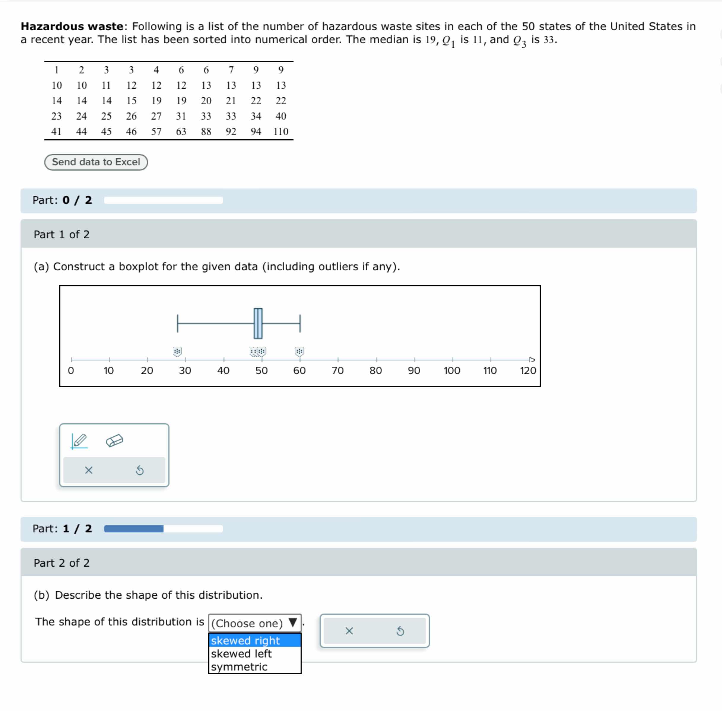 Solved Hazardous waste: Following is a list of the number of | Chegg.com