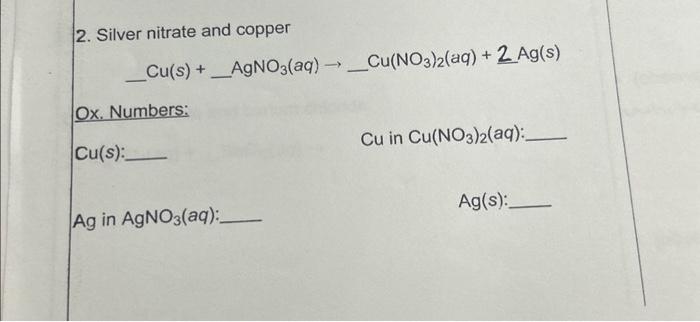 Solved 2. Silver nitrate and copper | Chegg.com