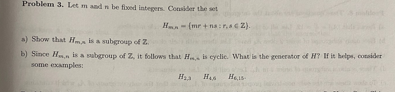 Solved Problem 3. ﻿Let m ﻿and n ﻿be fixed integers. Consider | Chegg.com