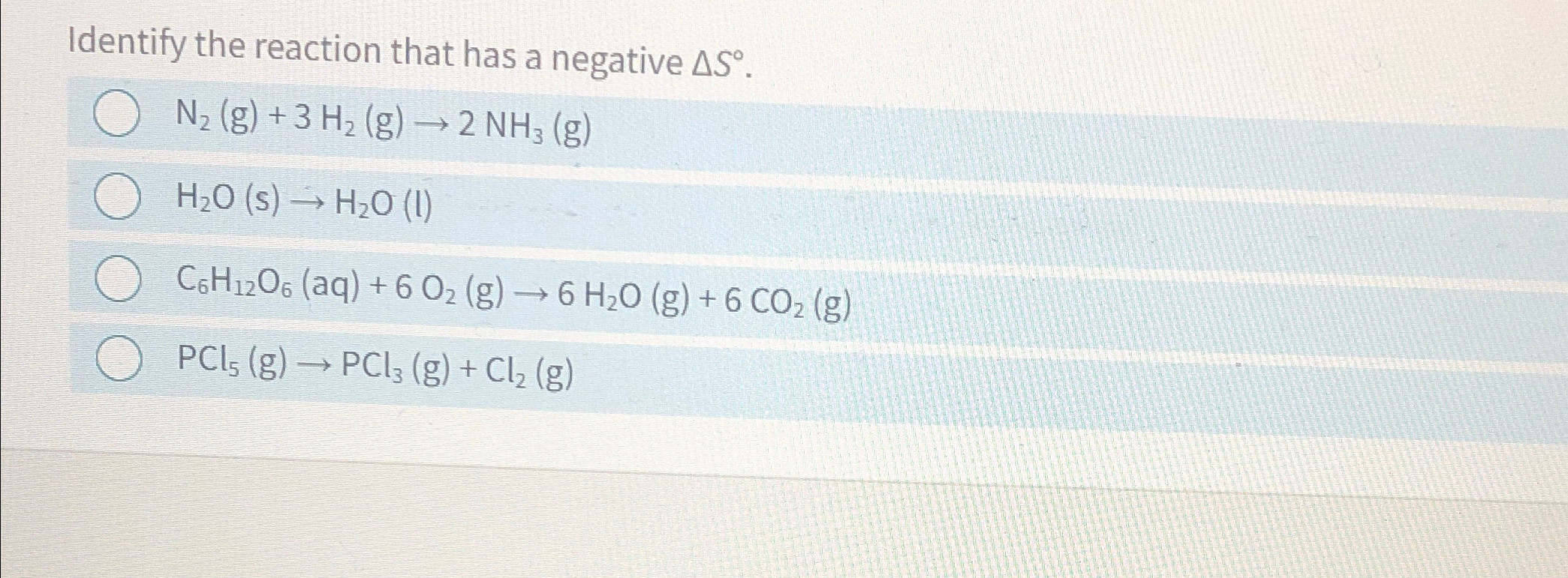 Solved Identify the reaction that has a negative | Chegg.com