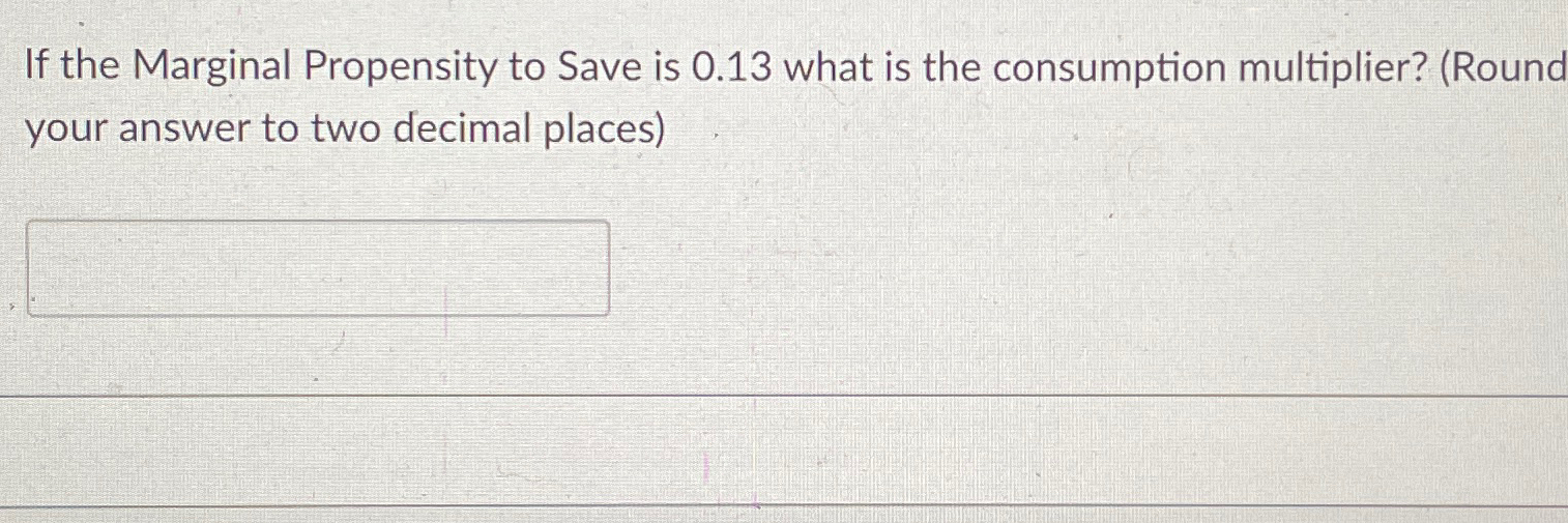 Solved If the Marginal Propensity to Save is 0.13 ﻿what is | Chegg.com