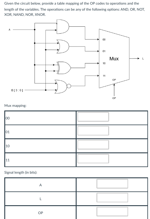 Solved Given the circuit below, provide a table mapping of | Chegg.com