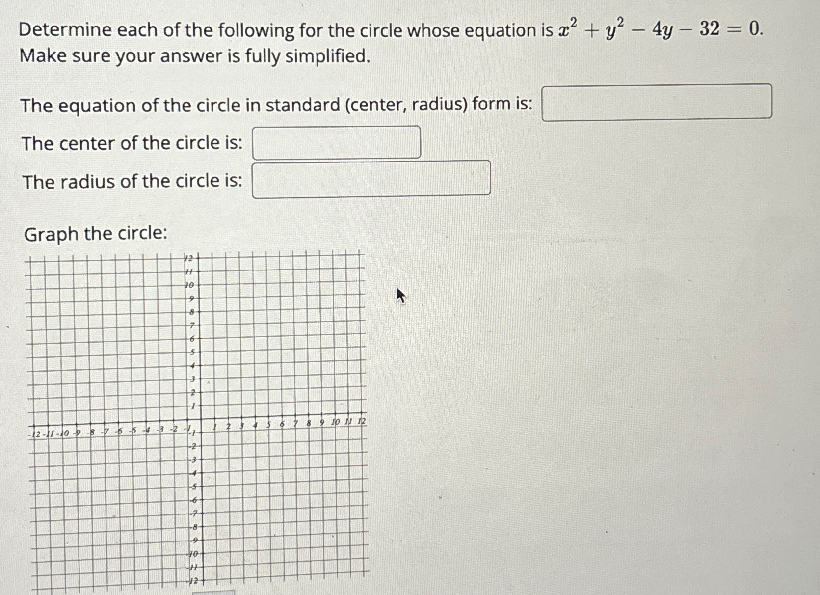 Solved Determine each of the following for the circle whose | Chegg.com