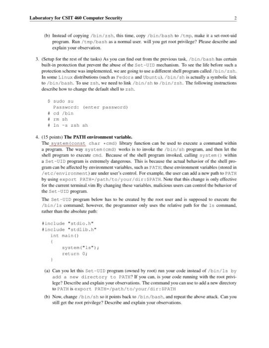 Solved Lab 1: Set-UID Program Vulnerability Copyright (5) | Chegg.com