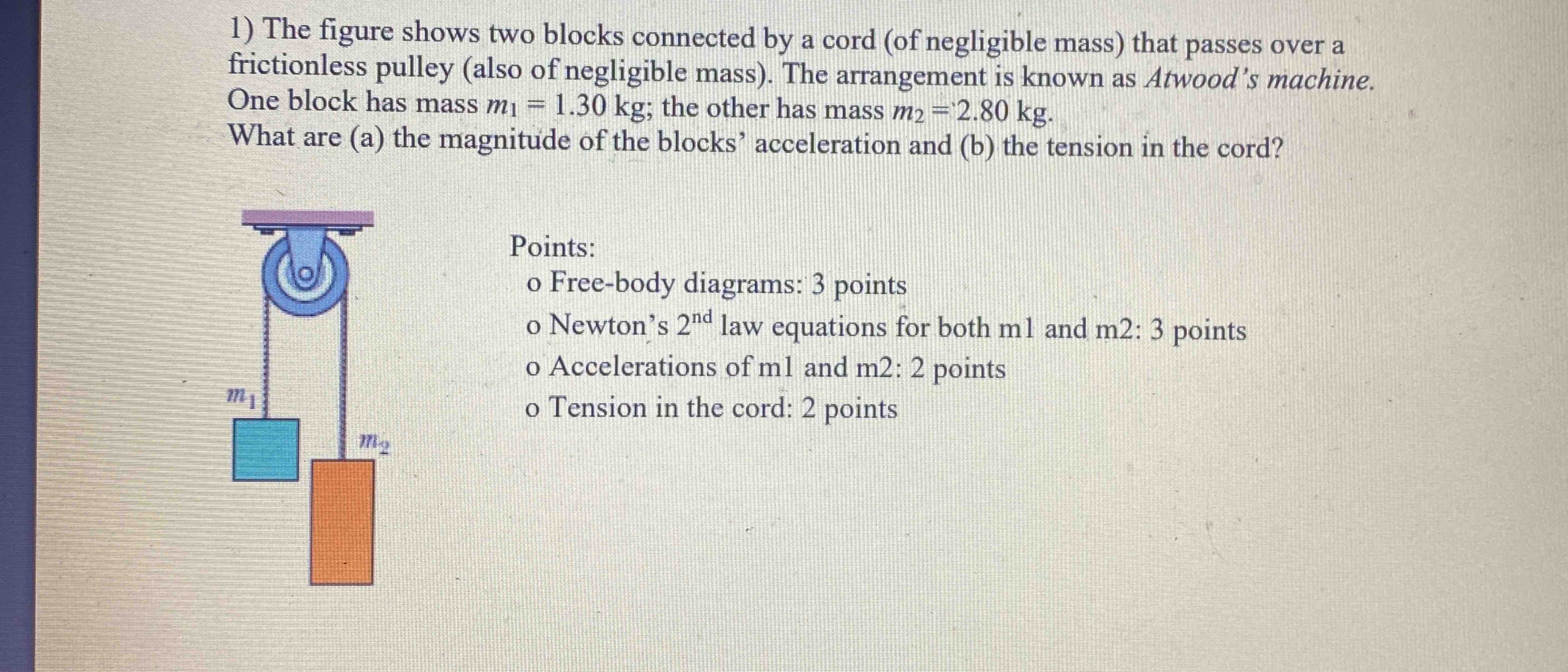 Solved The figure shows two blocks connected by a cord (of | Chegg.com