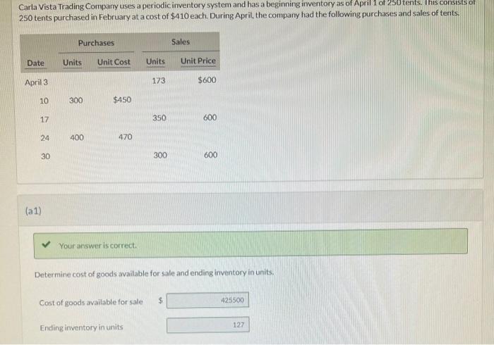 Solved Carla Vista Trading Company uses a periodic inventory | Chegg.com