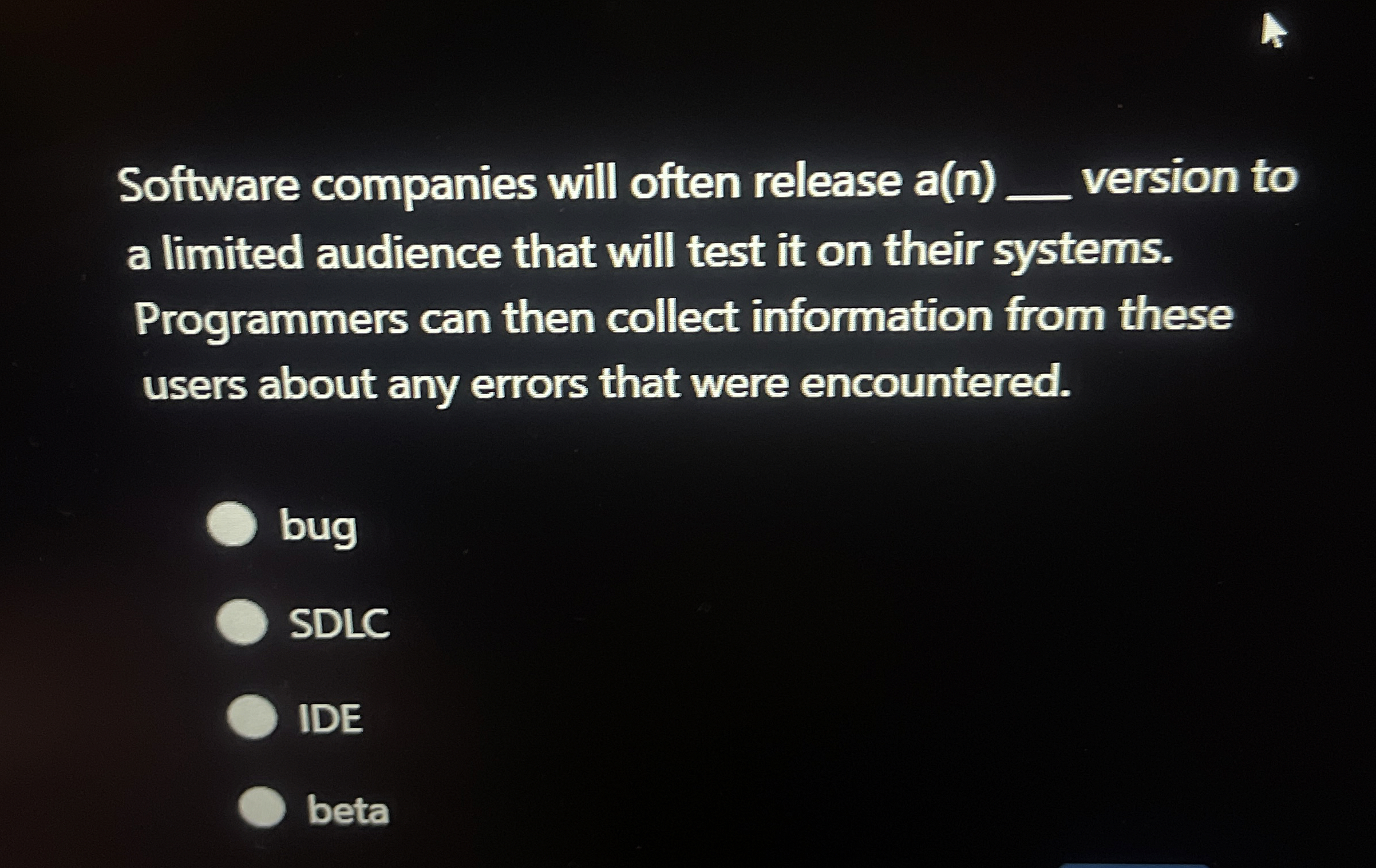 Solved Software companies will often release a(n) q, | Chegg.com