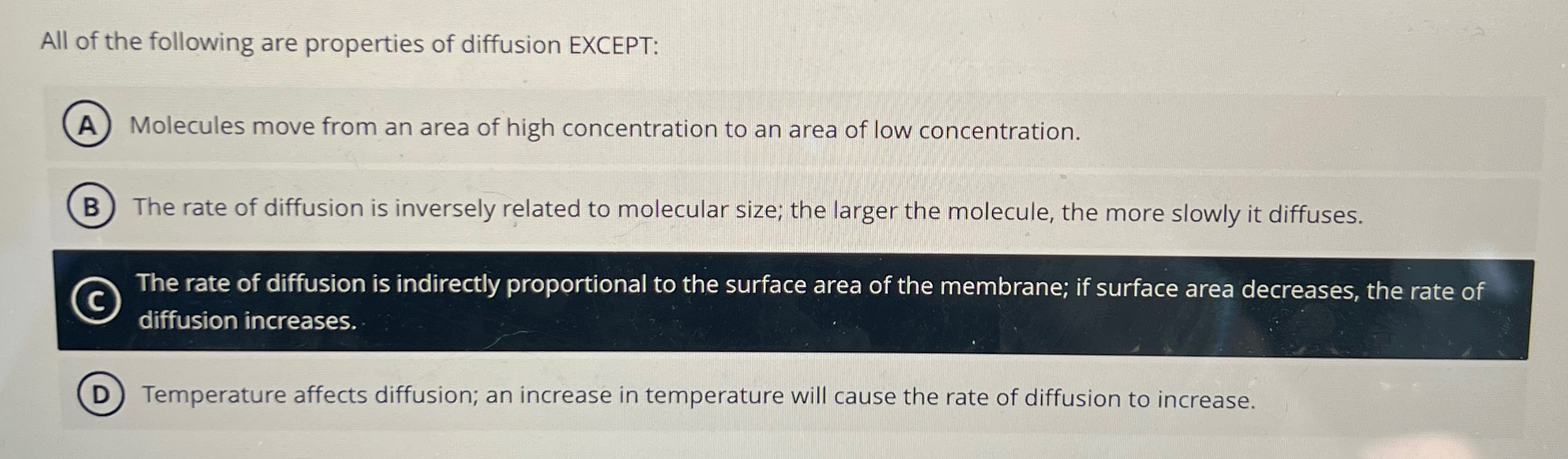 Solved All of the following are properties of diffusion | Chegg.com