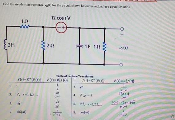 Solved Find the steady state response v0(t) for the circuit | Chegg.com