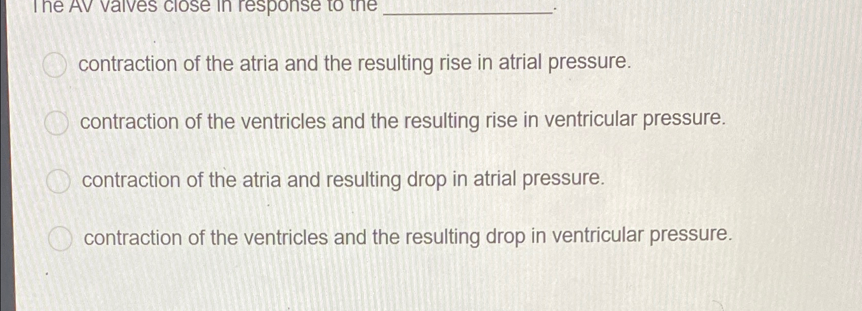 Solved contraction of the atria and the resulting rise in | Chegg.com