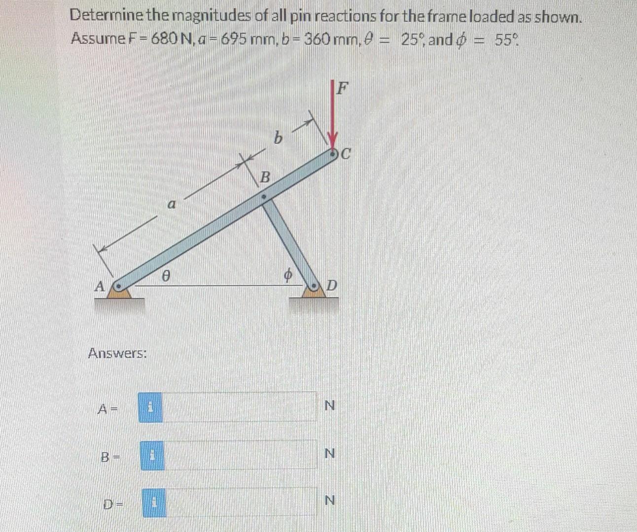 Solved Determine the magnitudes of all pin reactions for the | Chegg.com