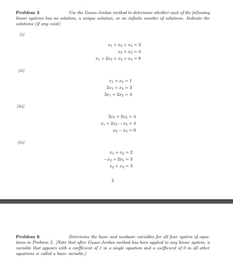Solved Problem 5Use the Guass-Jordan method to determine | Chegg.com