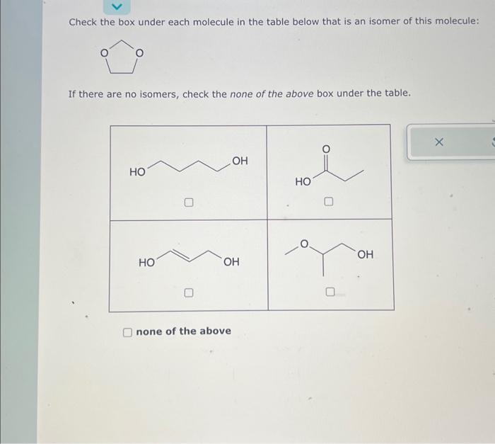Solved Check the box under each molecule in the table below | Chegg.com
