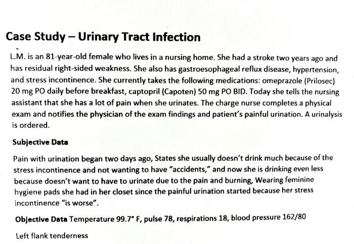 Solved Case Study - Urinary Tract Infection L.M. is an | Chegg.com