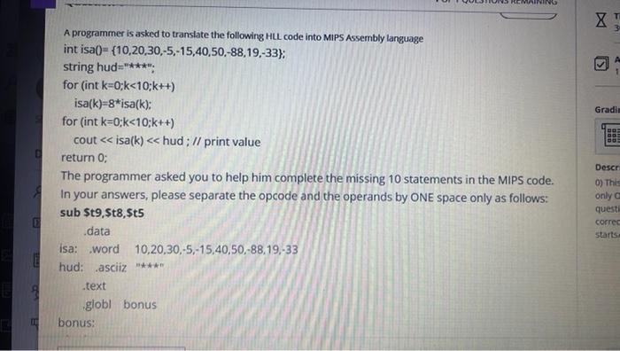 Solved A programmer is asked to translate the following HLL | Chegg.com