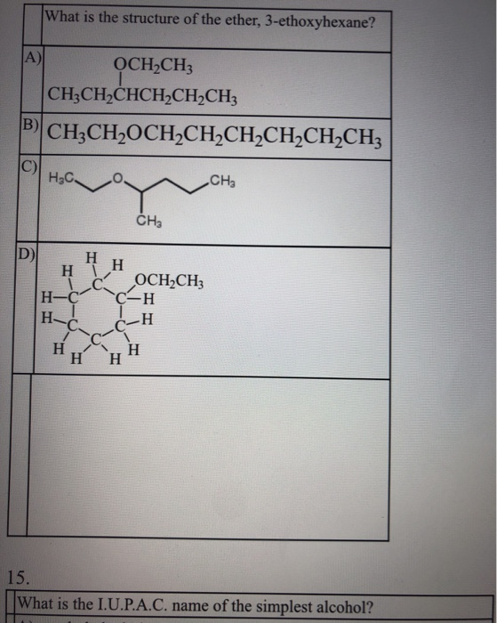 Solved What is the structure of the ether, 3-ethoxyhexane? | Chegg.com