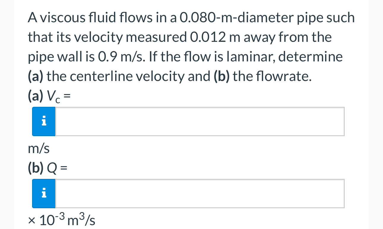 Solved A viscous fluid flows in a 0.080-m-diameter pipe such | Chegg.com