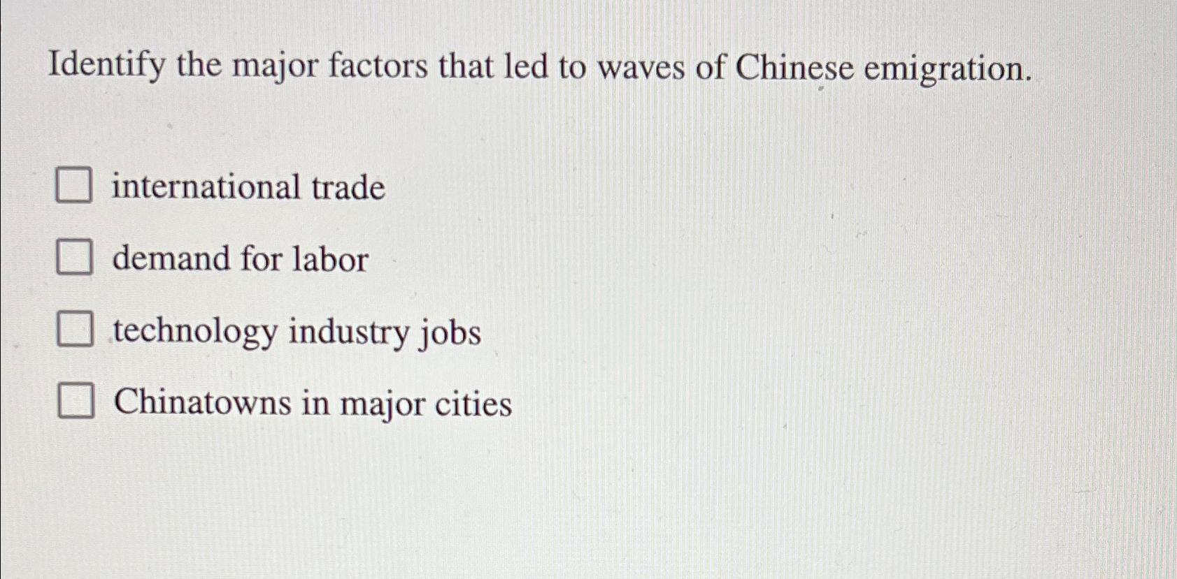Solved Identify the major factors that led to waves of | Chegg.com