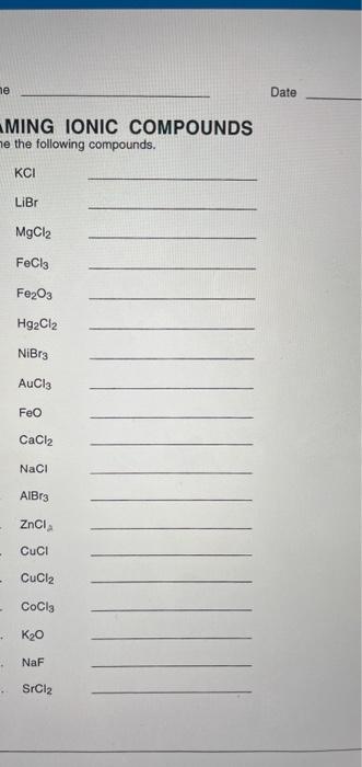 Solved MING IONIC COMPOIINDS | Chegg.com