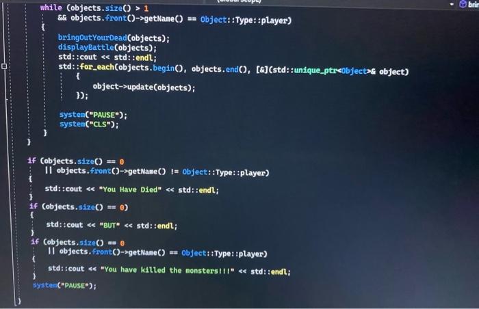 Solved How can i modify my code so that fits the intended | Chegg.com