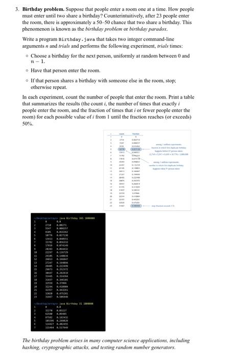 Solved 3. Birthday problem. Suppose that people enter a room | Chegg.com