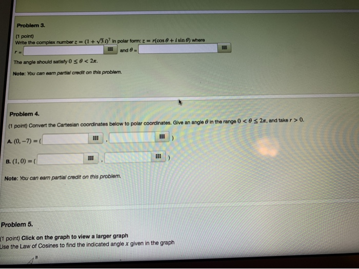Solved Problem 3. (1 point) Write the complex number z=(1+ | Chegg.com