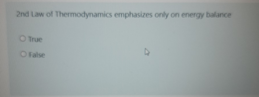 Solved 2nd Law of Thermodynamics emphasizes only on energy | Chegg.com